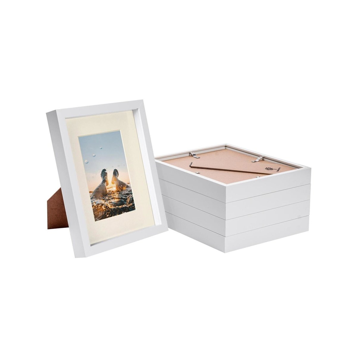 Nicola Spring 8" x 10" White 3D Box Photo Frames - 4" x 6" Mount - Pack ...