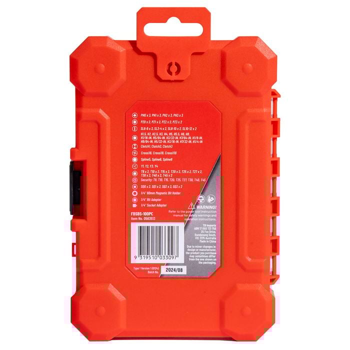 Full Boar 100 Piece Assorted Screwdriver Bit Set - FBSBS-100PC - Bunnings Australia