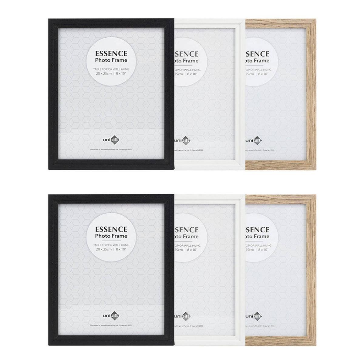 6PK Unigift Essence 20x25cm MDF/Glass Picture Frame - Assorted ...