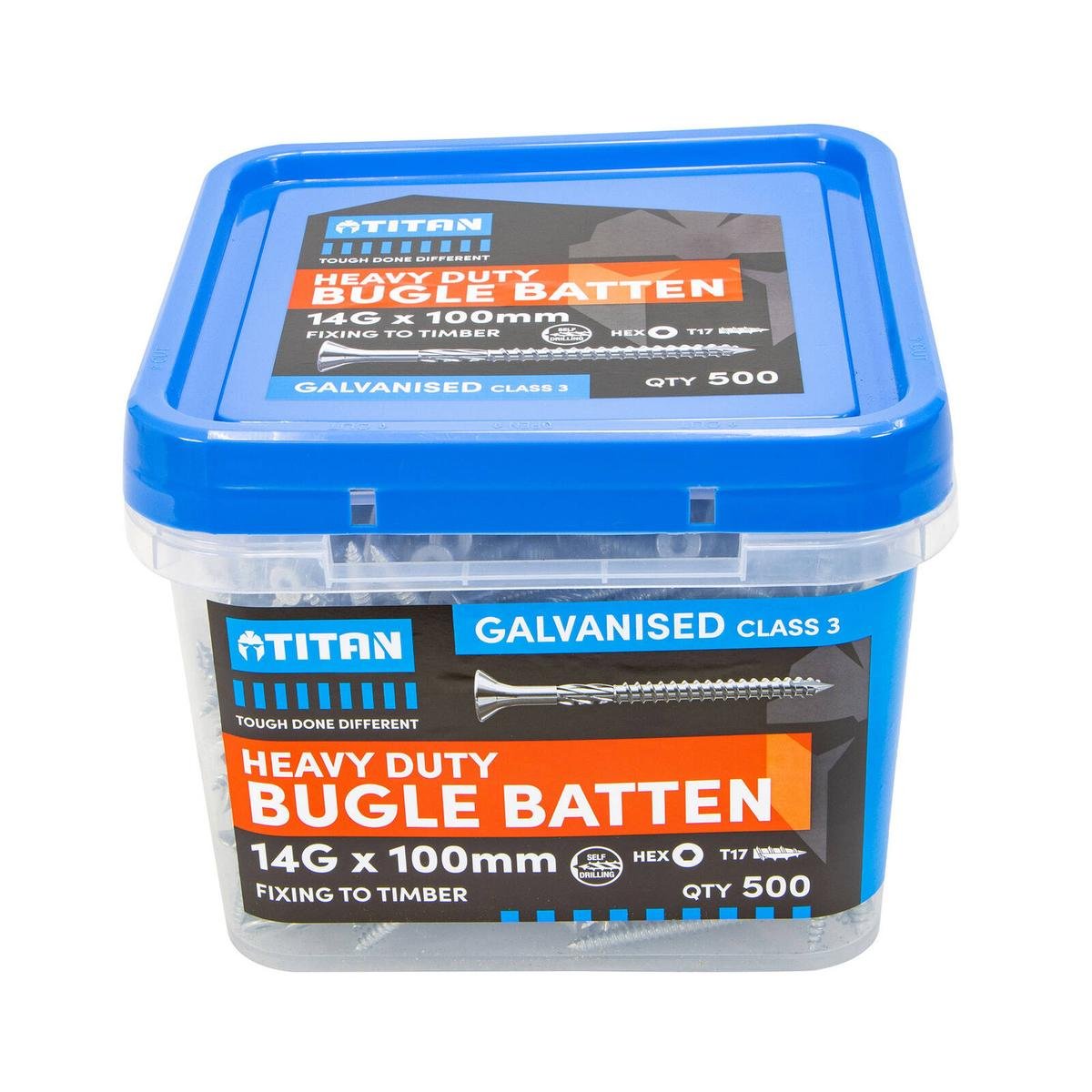 Titan 14G x 100mm CL3 Gal Bugle Batten Screw - 500 Pack - Bunnings ...