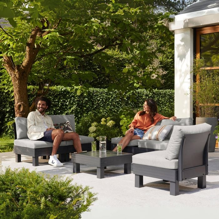 Keter Elements 5 Seater Modular Lounge Set - Graphite - Bunnings Australia