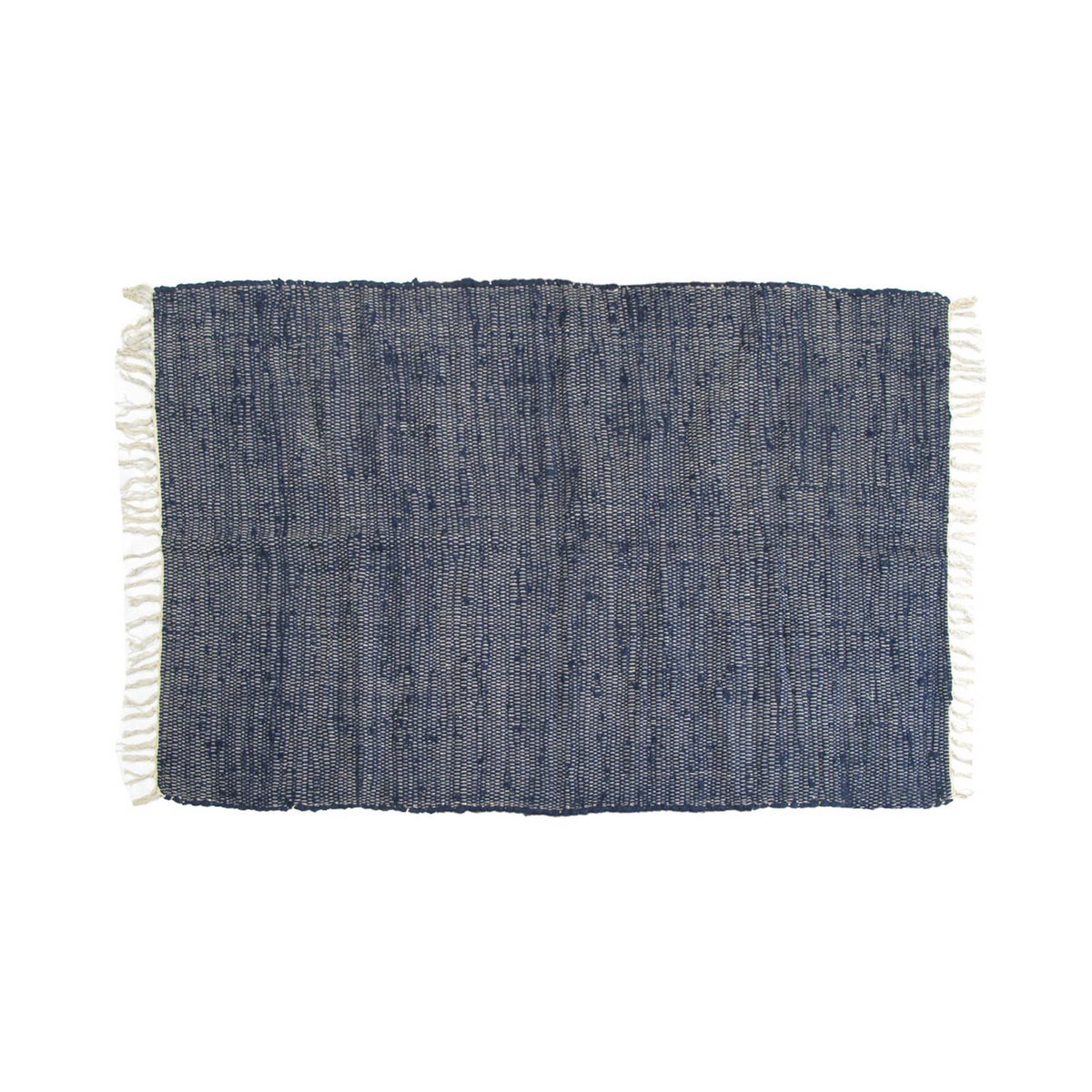 Large Chindi Cotton Handmade Floor Mat with Tassels 90 x 150 cm Navy ...