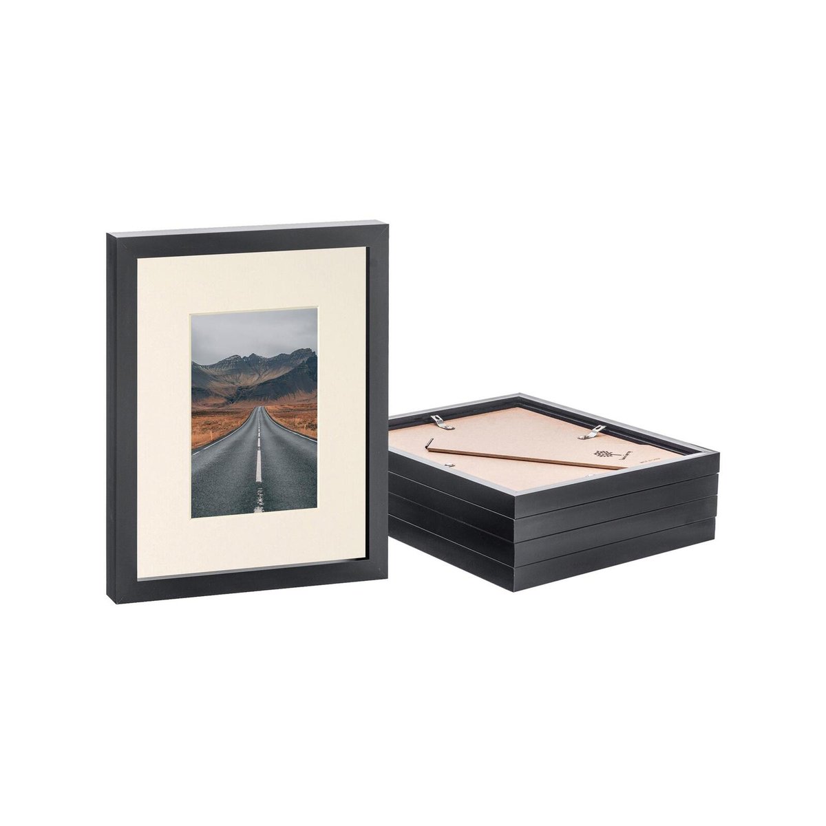 Nicola Spring Photo Frames with 4" x 6" Mount - 8" x 10" - Black - Pack ...