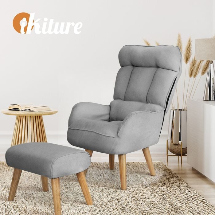 Oikiture Swivel Recliner Armchair Ottoman Grey - Bunnings Australia