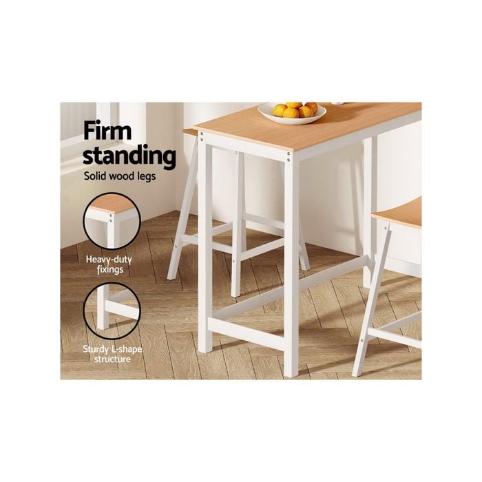 Artiss Bar Table Ari Dining Desk High Solid Wood Kitchen Shelf Wooden ...