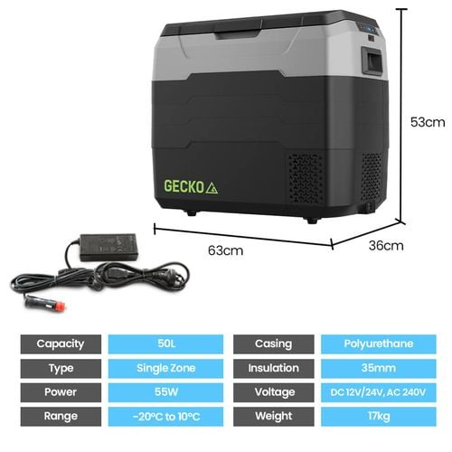 Gecko 50L Portable Fridge Freezer 12V/24V/240V for Camping, Car ...
