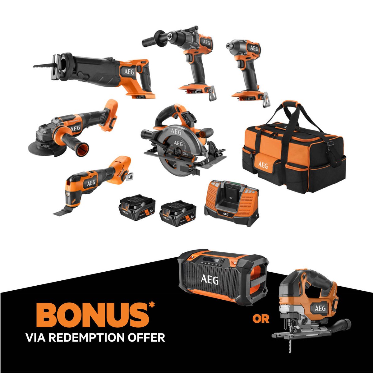 AEG 18V FUSION Brushless 6-Piece 5.0Ah FORCE Kit - Bunnings New Zealand