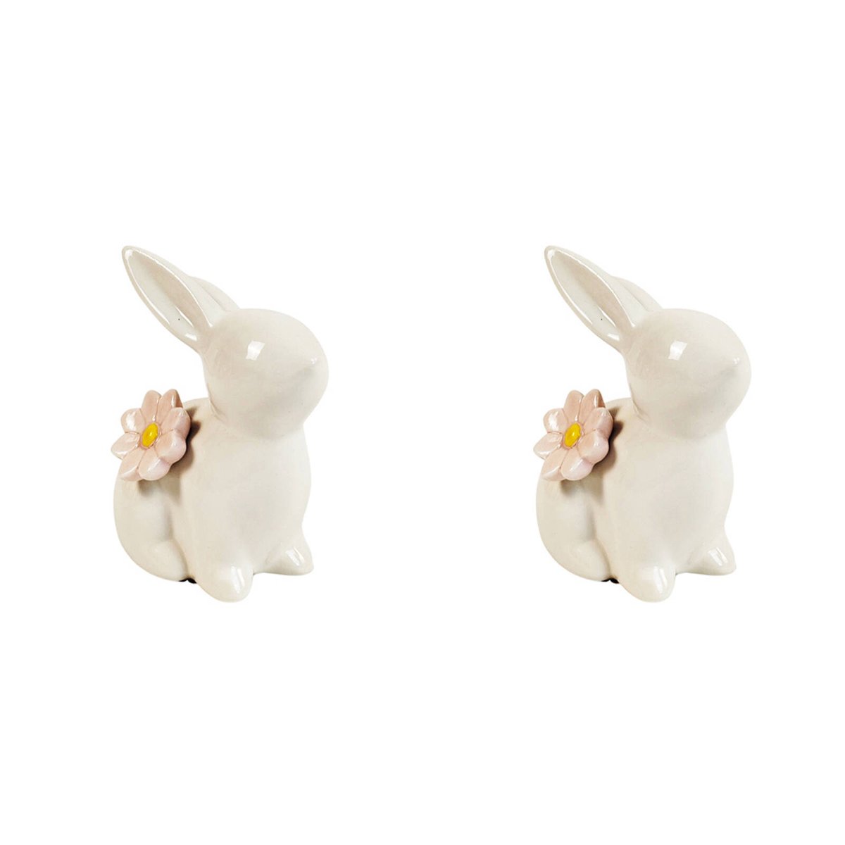 2x Urban Daphne Flower 10cm Ceramic Bunny Ornament Home Decor - White ...