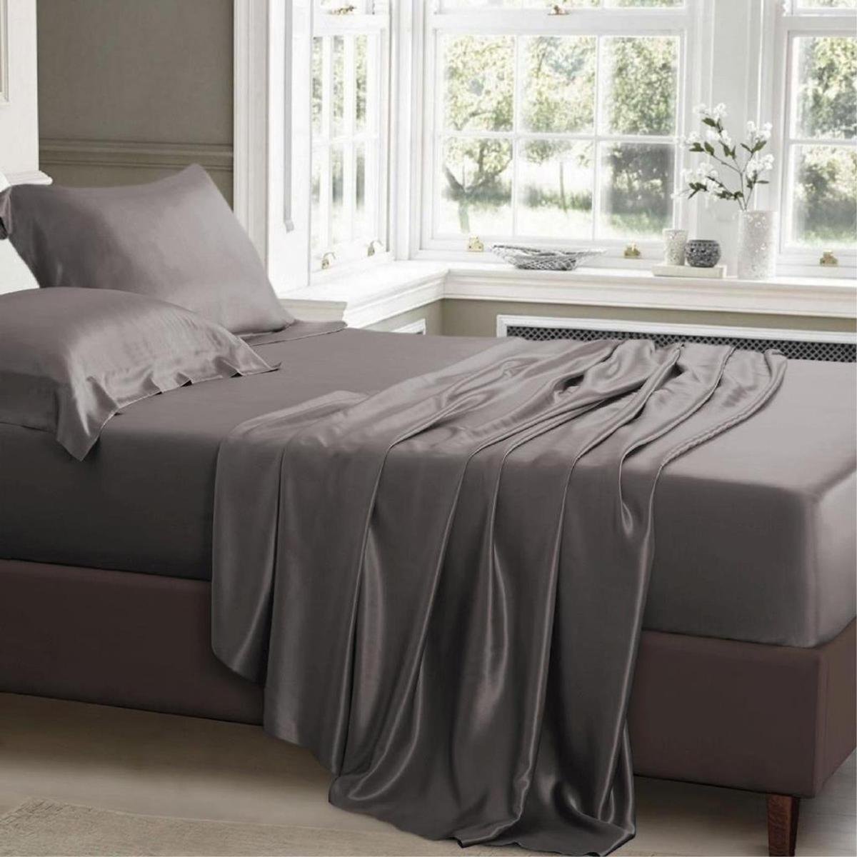 Luxor Single Grey 1000TC Silk Silky Feel Satin Sheet Set - Bunnings ...