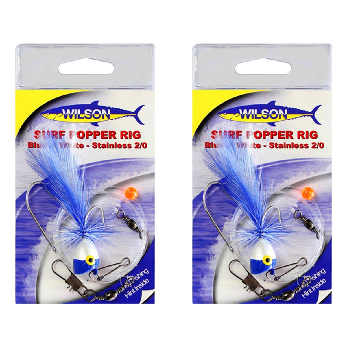 2x Wilson Blue and White Surf Popper Rig with Stainless Steel Hook ...