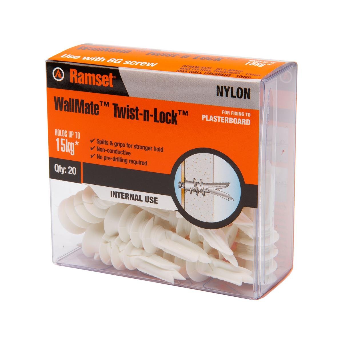 Ramset Wallmate Twist N Lock - 20 Pack - Bunnings Australia
