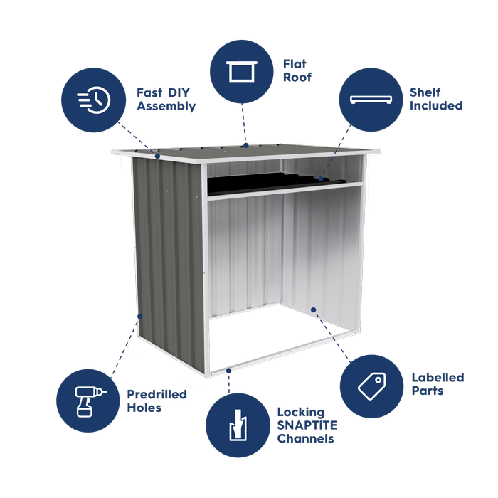 Absco Sheds 1.22 x 0.87 x 1.15m Woodland Grey Wood Store Cover ...