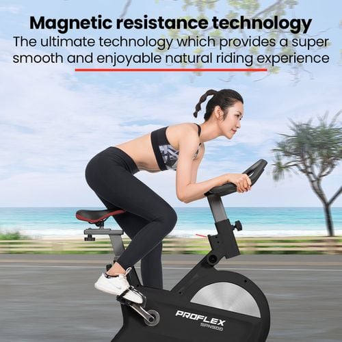 Proflex Magnetic Resistance Spin Exercise Bike, For Home Gym Studio Cardio Fitness, Black ...