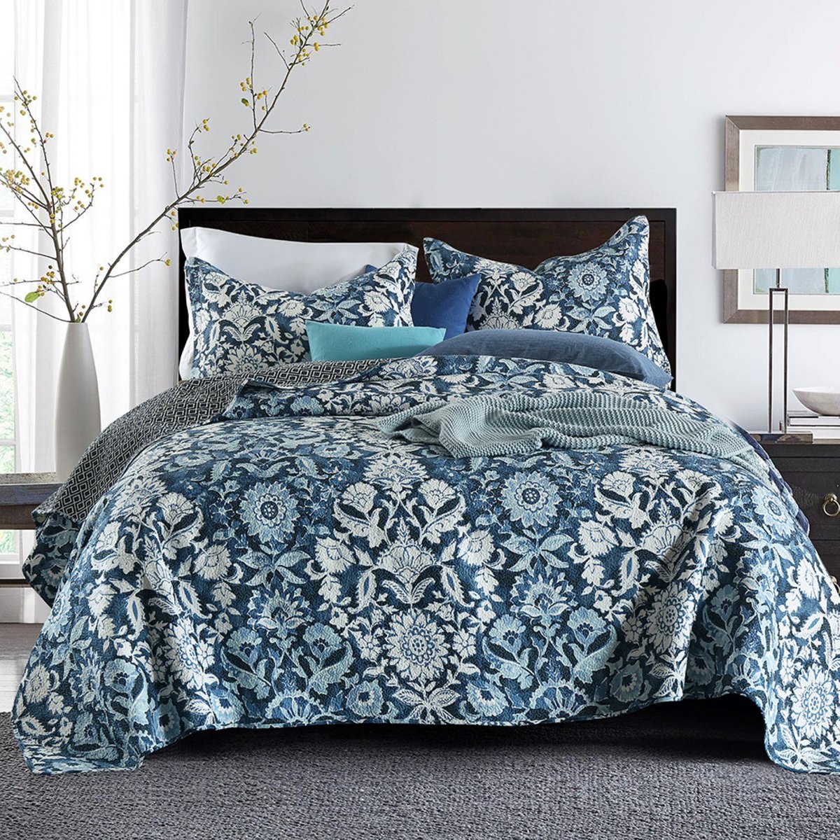 Quilted Queen/King Size Cotton Coverlet Bedspread Set Audrey - Bunnings ...