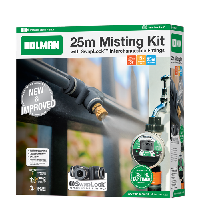 Holman 25m Misting Kit With SwapLock Fittings And Tap Timer - Bunnings ...