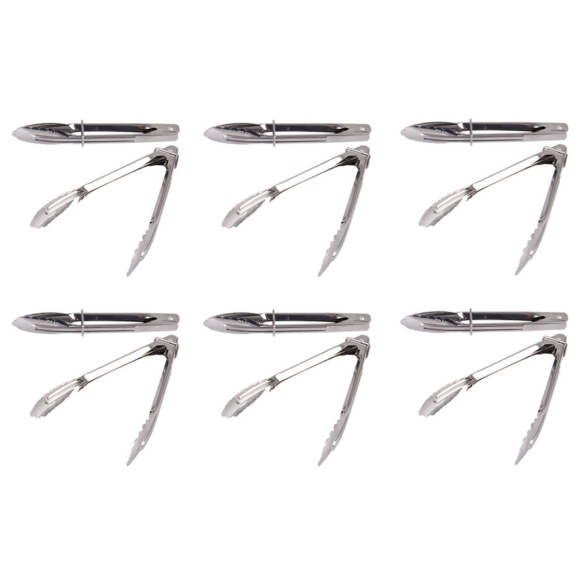 6x 2pc Appetito Stainless Steel Mini Tongs 18cm Home Kitchen Cooking ...