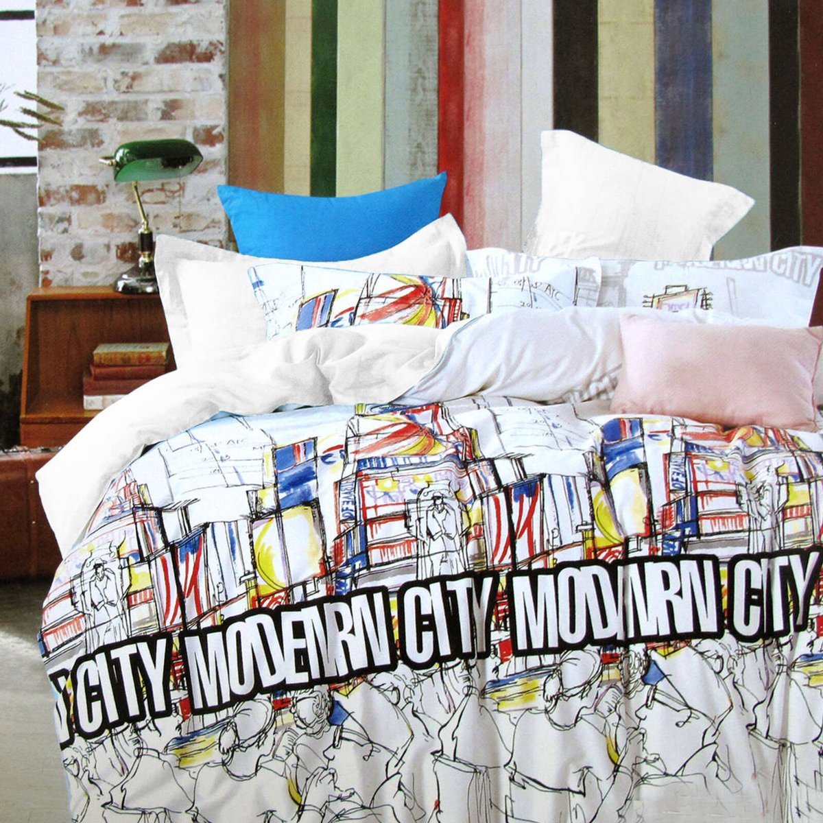 Chapel Gate Modern City Natural Cotton Quilt Cover Set Single ...