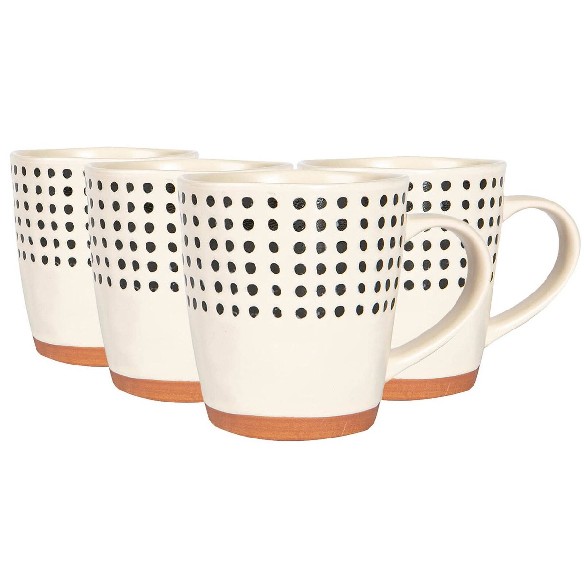 Nicola Spring Spotted Rim Stoneware Coffee Mugs - 360ml - Pack of 4 ...