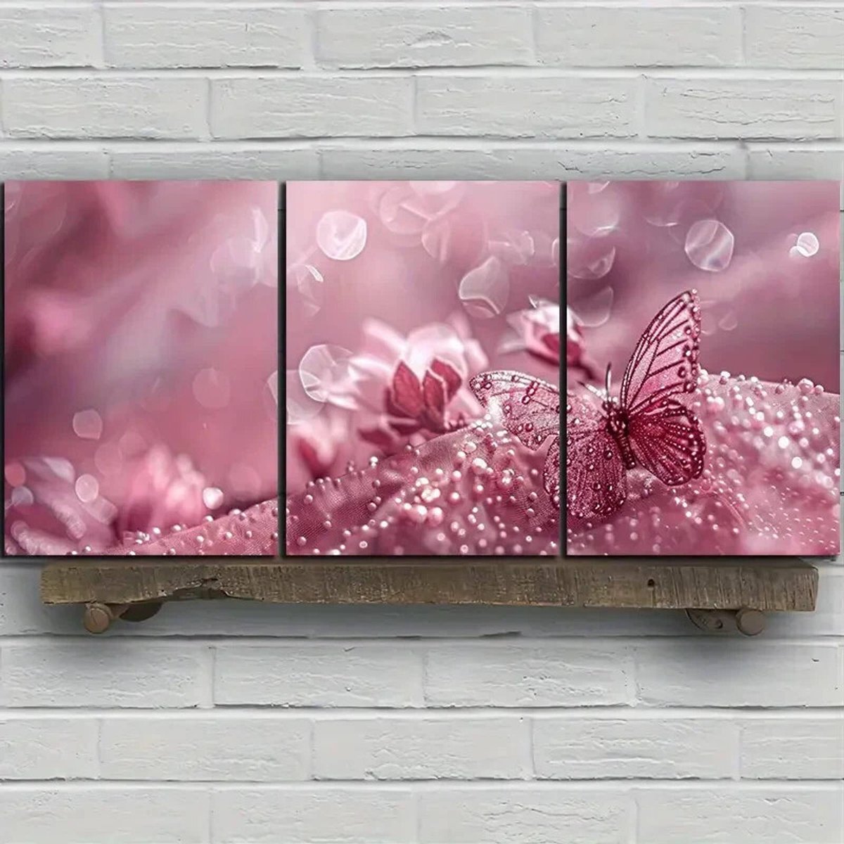 3pcs Pink Bubbles Modern Butterfly Print 100% Australian Made 3 x ...