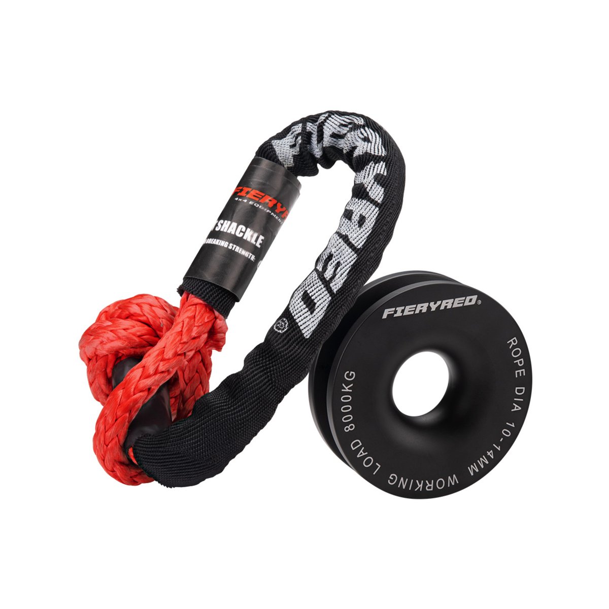 Fieryred 15t Soft Shackle + 8t Recovery Snatch Ring Recovery Kit ...
