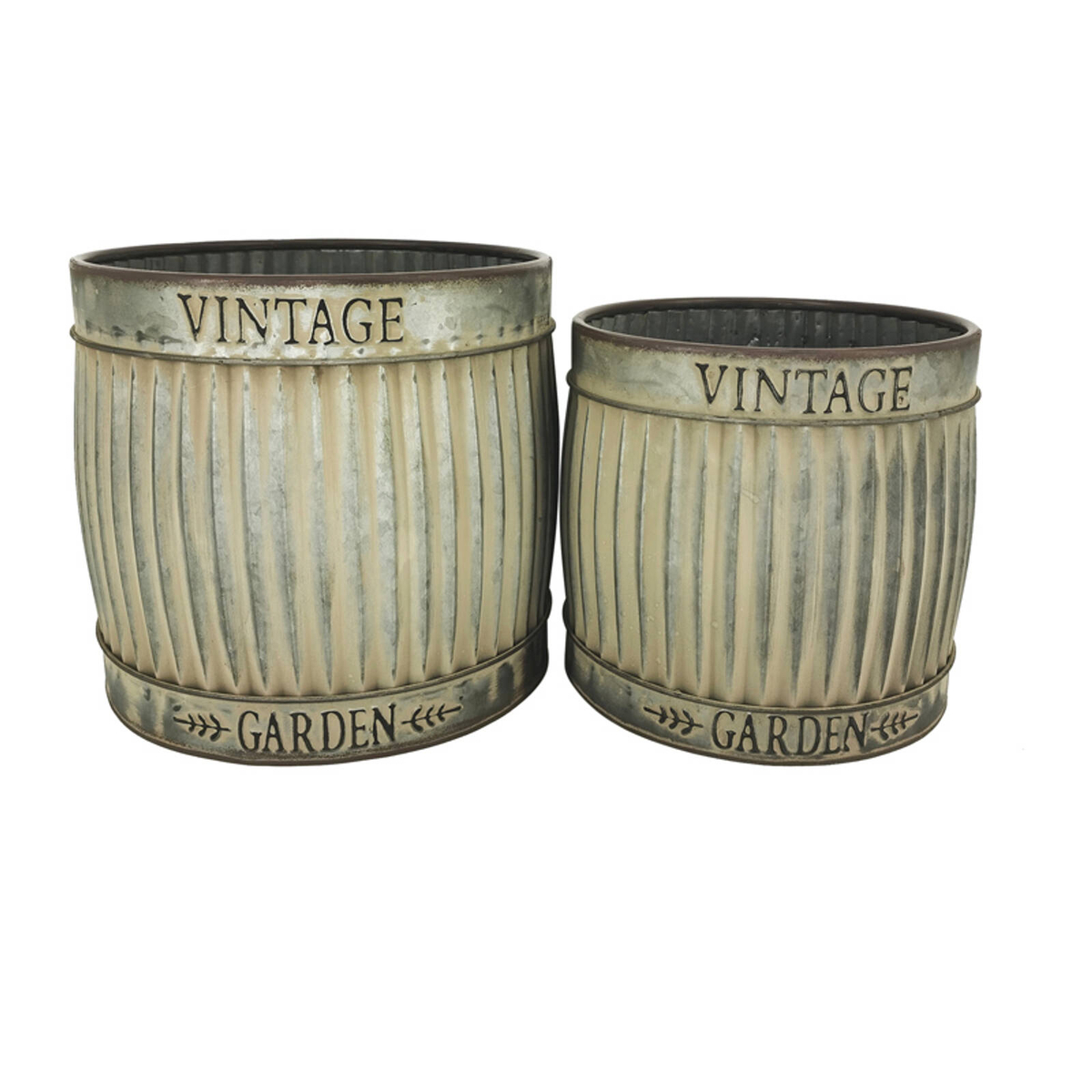 Willow & Silk Nested Set of 2 Vintage Metal Decorative Bucket/Bin 30cm ...