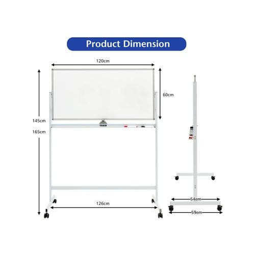 Costway Magnetic Whiteboard 120x60cm Double-Side Adjustable - Bunnings ...