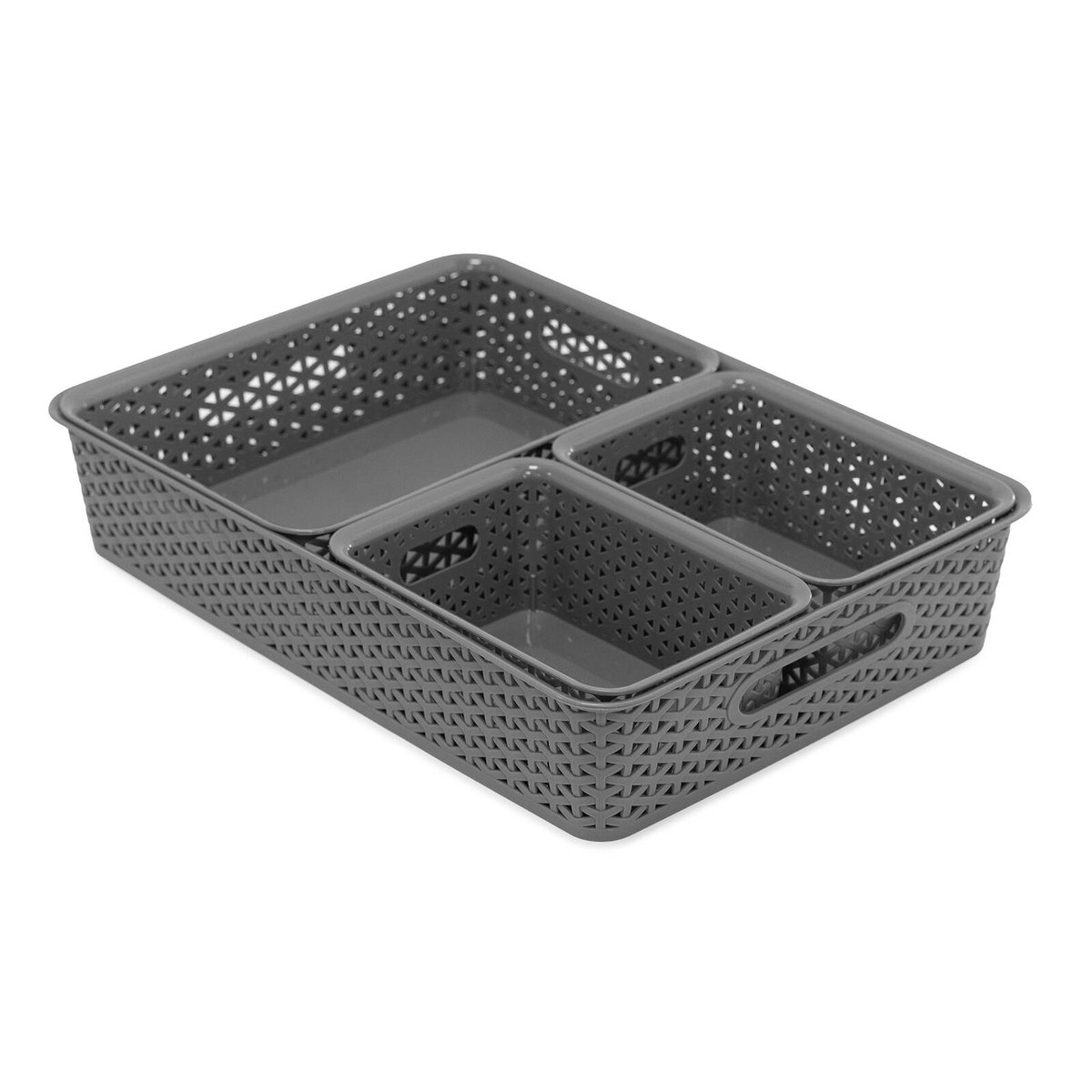 All Set 4 Piece Grey Rattan-look Baskets - Bunnings Australia