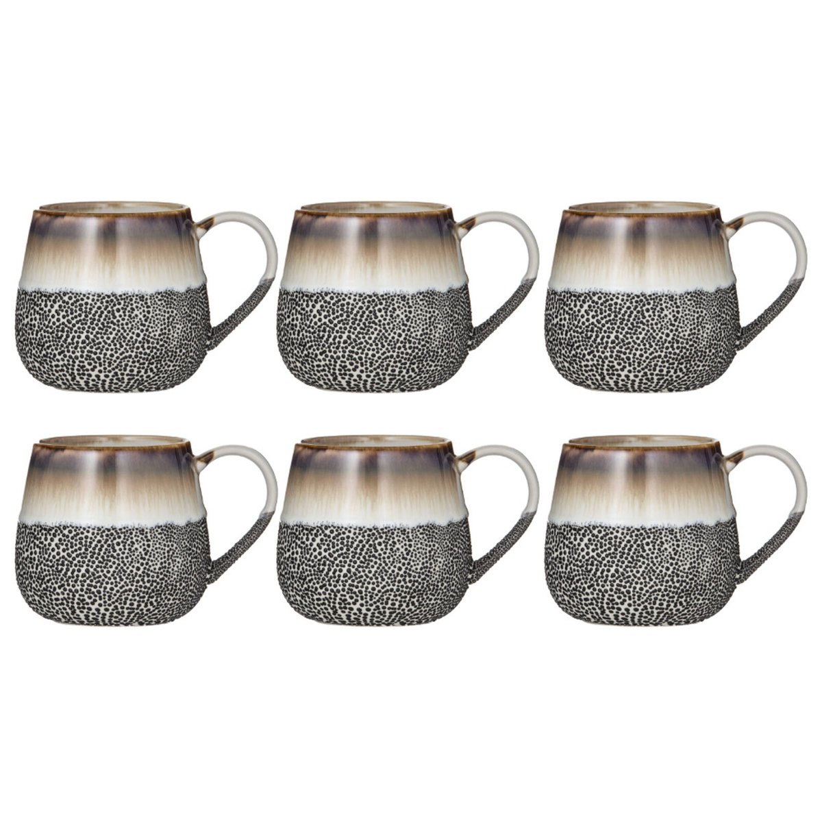 Leaf & Bean Roma Reactive Glaze 6 Piece Mug Set 500ml Mocca - Bunnings ...