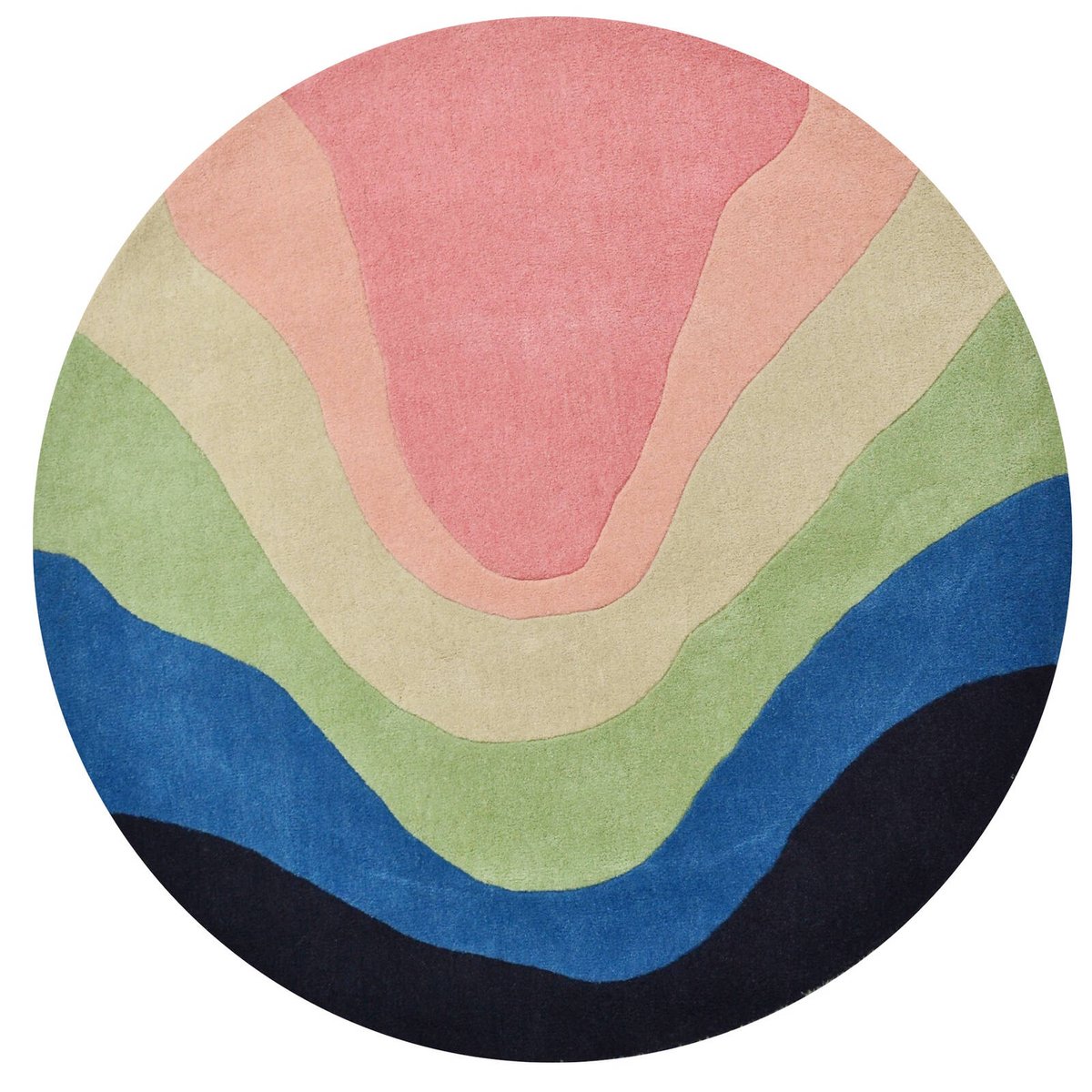 Handmade Designer Round Rug-Wave 6413-Multi-160x160cm - Bunnings Australia