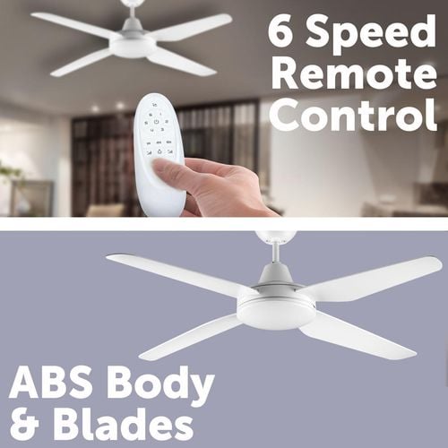 Arlec 130cm White 4 Blade Grid Connect Madrid ABS Smart Ceiling Fan ...