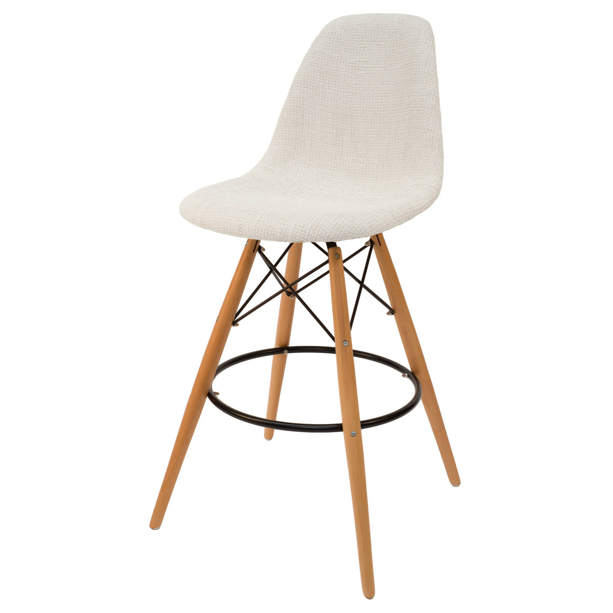 SK Designer Living | Replica Eames DSW Stool | Textured Ivory & Natural - Bunnings Australia