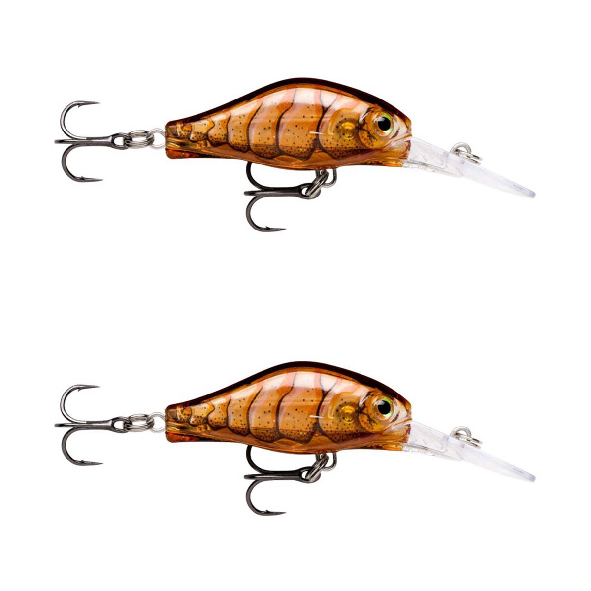 2x Rapala 4cm Shadow Rap Fat Jack Crankbait Fishing Lures - Brown Prawn ...