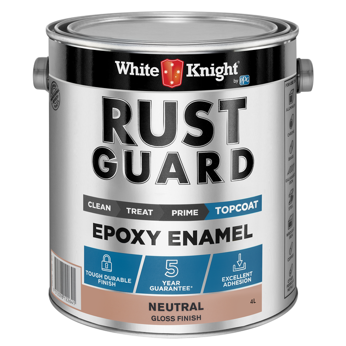 White Knight Rust Guard 4L Neutral Gloss Epoxy Enamel Paint - 4L ...