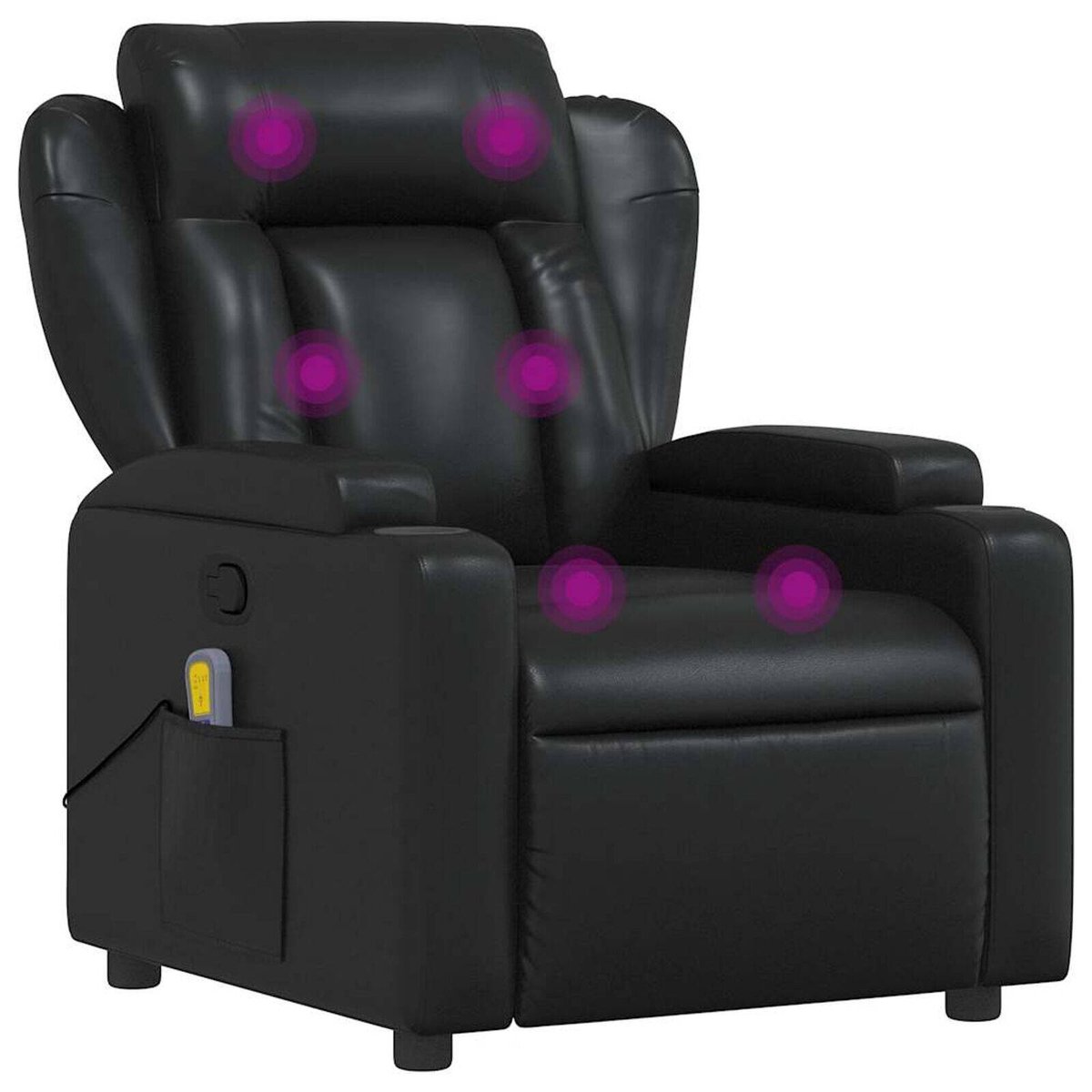 vidaXL Massage Recliner Chair Single Sofa Armchair Bedroom Black Faux ...
