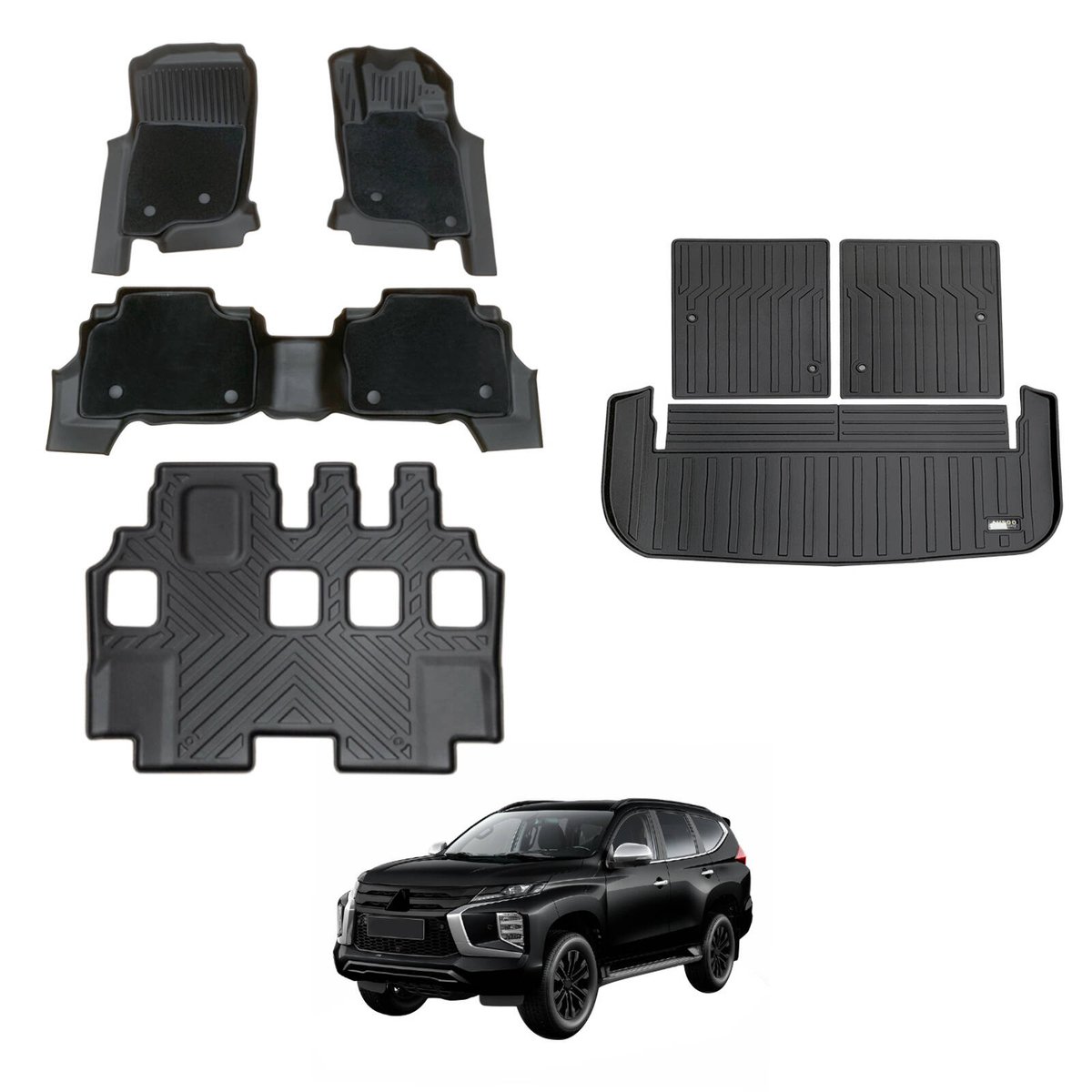 AUSGO Double-Layer Floor Mats & Boot Liner Set for Mitsubishi Pajero ...