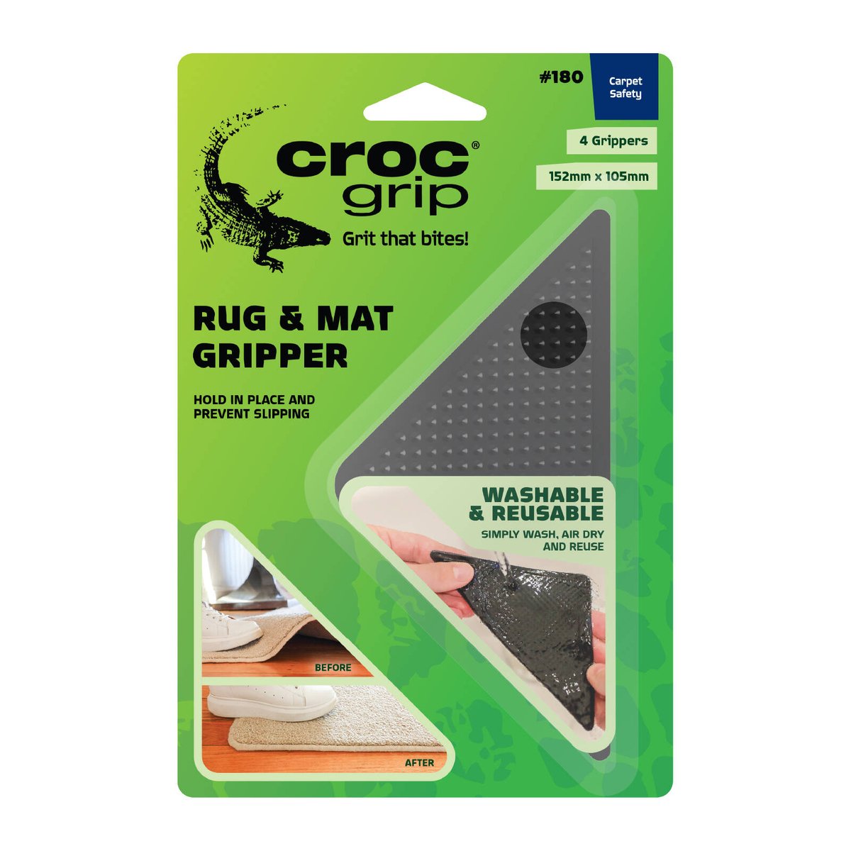 Croc Grip Adhesive Rug and Mat Grippers - 4 Pack - Bunnings Australia