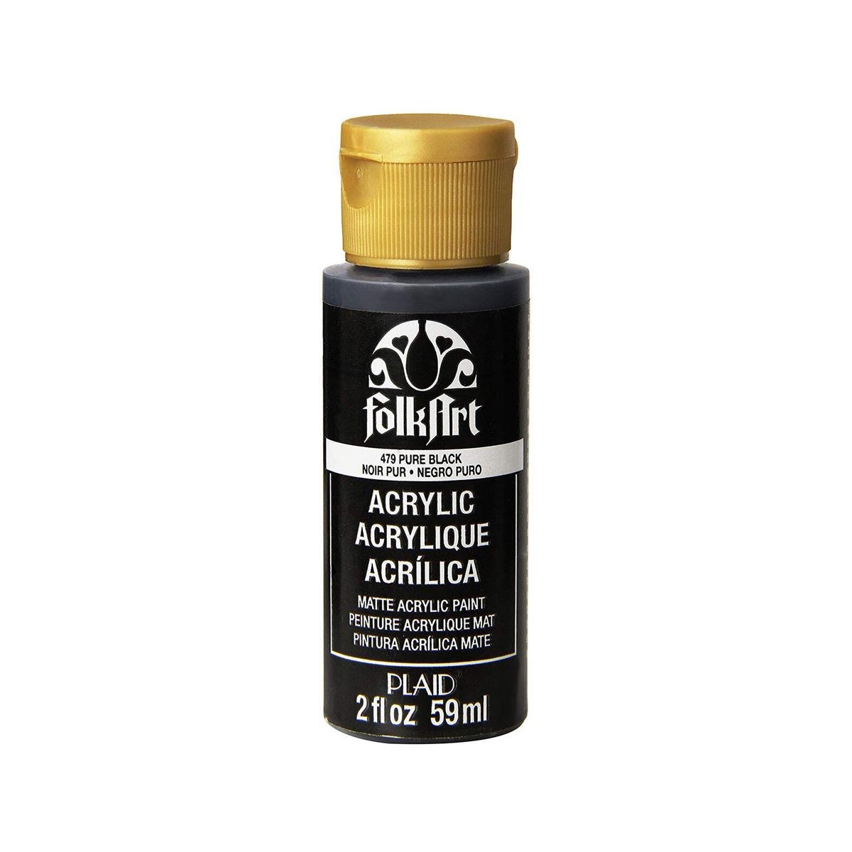 Plaid 59ml Pure Black FolkArt Premium Acrylic Paint Bunnings Australia