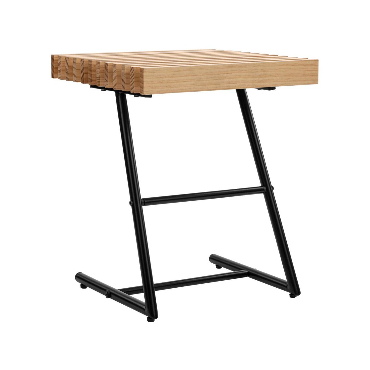 Regine Side Table Bedside End Unit Slatted Top Oak and black - Bunnings ...