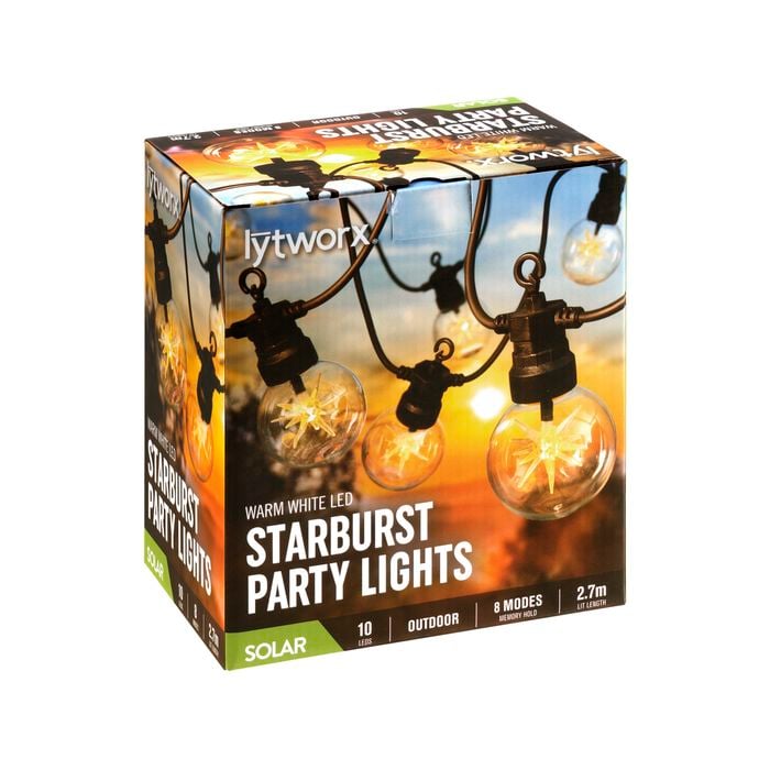 Lytworx Solar Starbust 10 Warm White Party Lights - Bunnings Australia