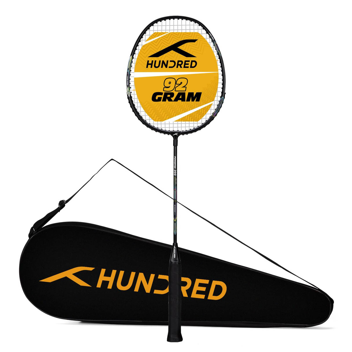 HUNDRED Powertek 200 PRO Strung Badminton Racquet – Black, G5 Grip ...