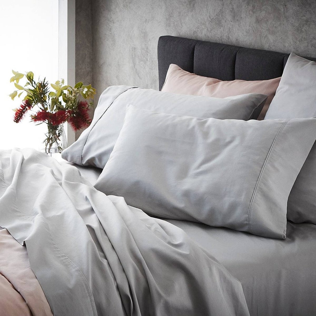 Myhouse Ashton Fitted Sheet Light Light Grey - Mink - Super Queen ...