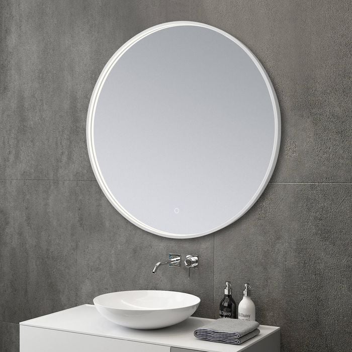 Barelli White 800 x 800mm Toscana Framed Round Mirror LED Frame Lit ...