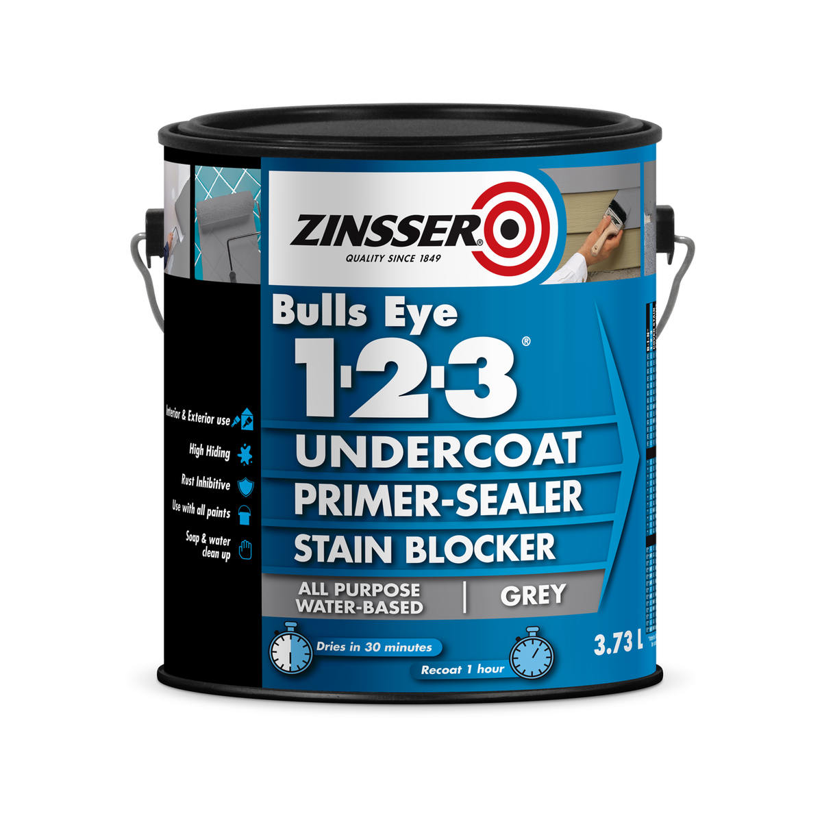 Zinsser Bulls Eye Primer Undercoat Sealer and Stain Blocker - Grey 3 ...