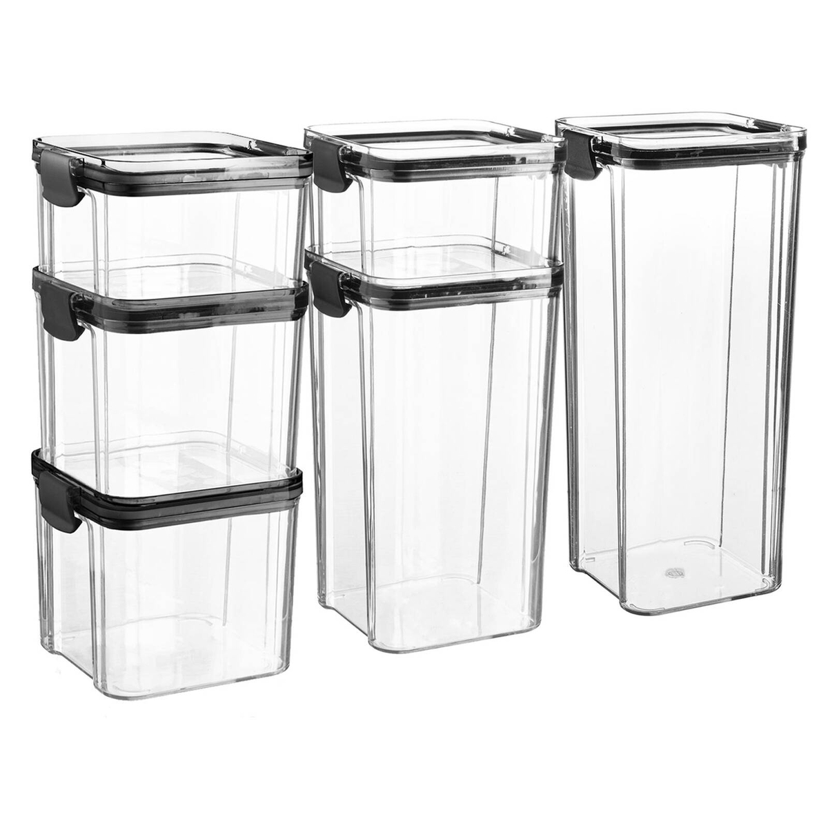 6 Piece Food Containers Set - 4 Sizes - Black - Bunnings Australia