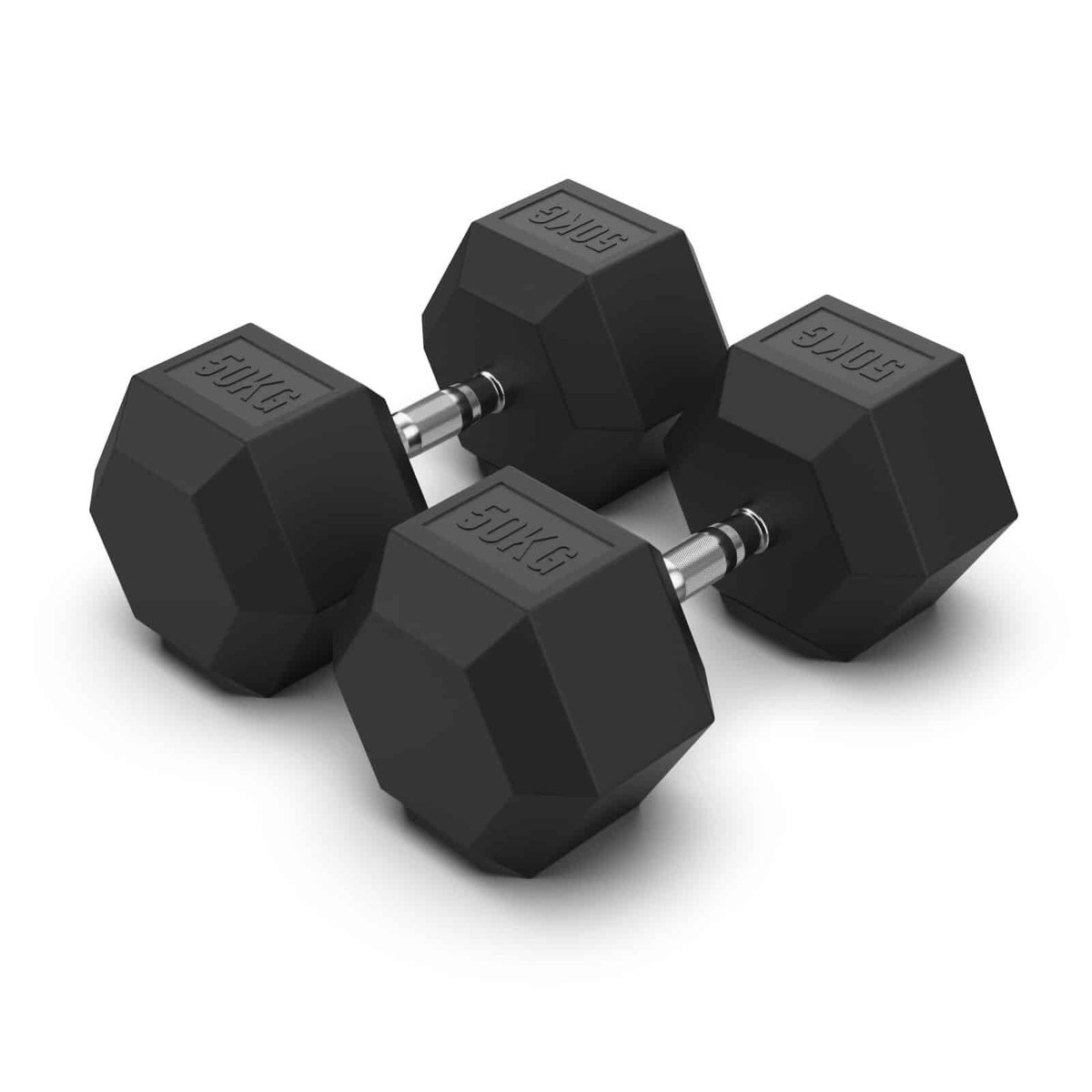 2 Pack of 50kg Dumbell Hex Rubber Coat Iron Dumbells Total 100kg - Bunnings Australia