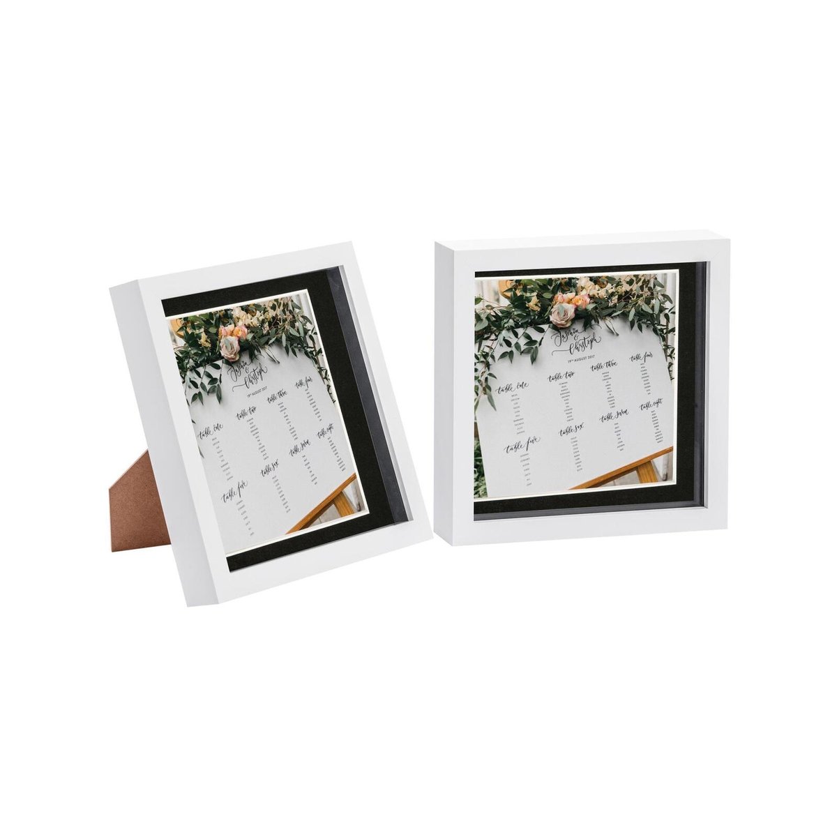 Nicola Spring 8 x 8 3D Shadow Box Photo Frame Set - 6 x 6 Mount - Glass ...