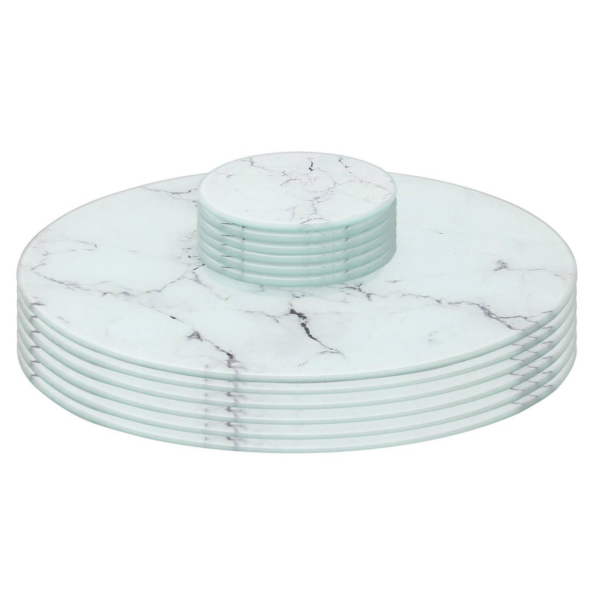 12pc Round Glass Placemats & Round Coasters Set - 30cm - Marble - By ...