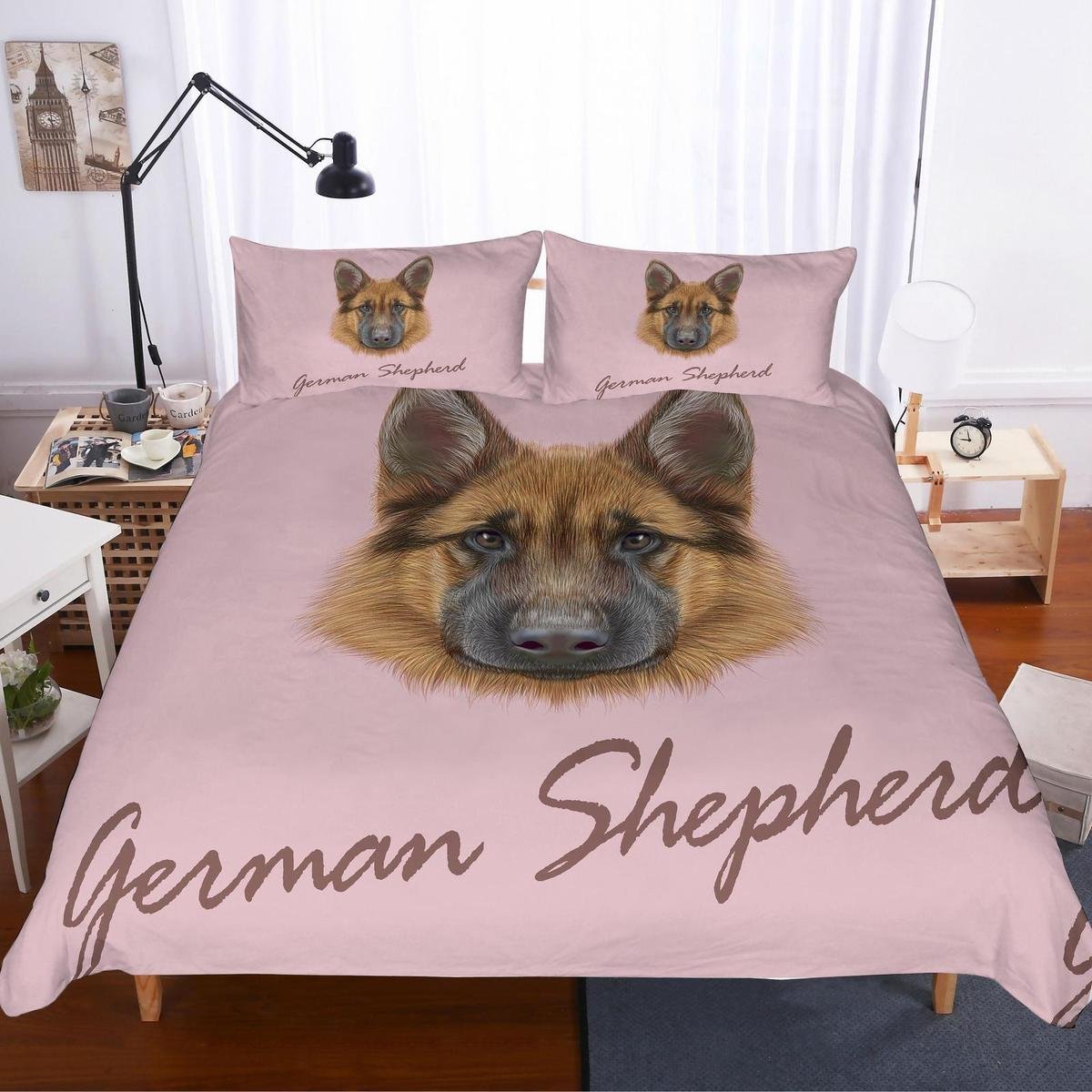 3D German shepherd Quilt Cover Set Bedding Set Pillowcases - Bunnings ...