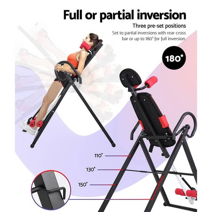 Everfit Foldable Inversion Table Gravity Back Inverter Home Gym Black ...
