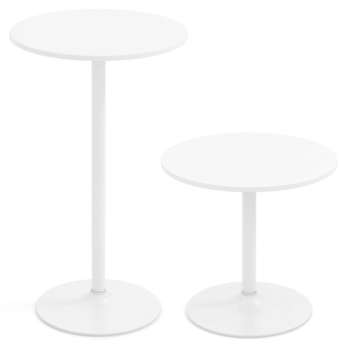 Costway 2PCS Round Bar Table Bistro Stand High Coffee Table White ...